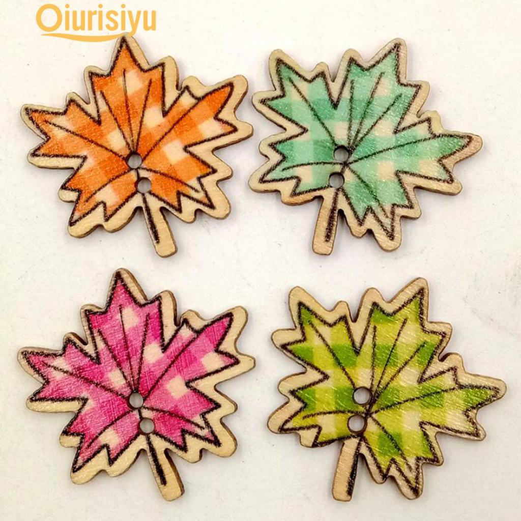 50Pcs Maple Leaves Buttons Sewing Needlework Scrapbooking - buy from 3 ...