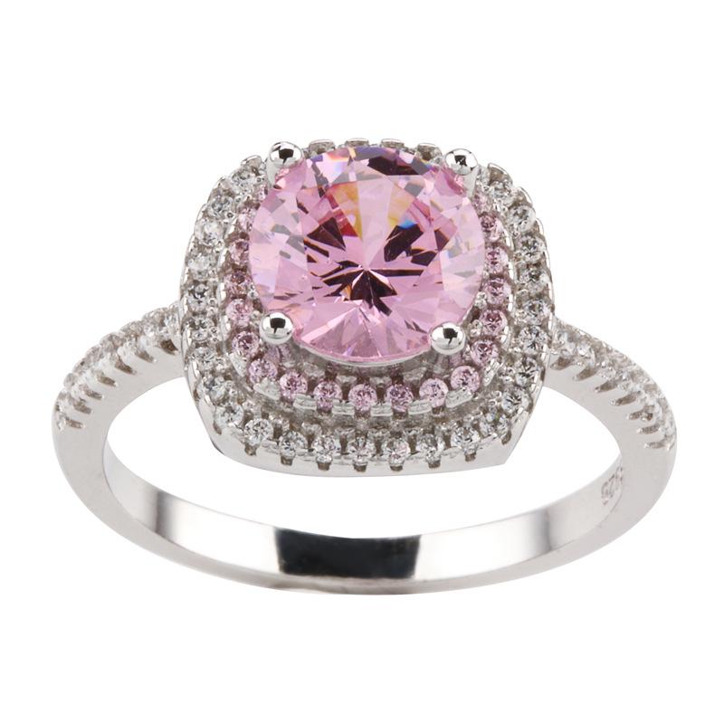 Buy Luxury Women Square Pink Cubic Zirconia Jewelry Dazzling Bridal ...