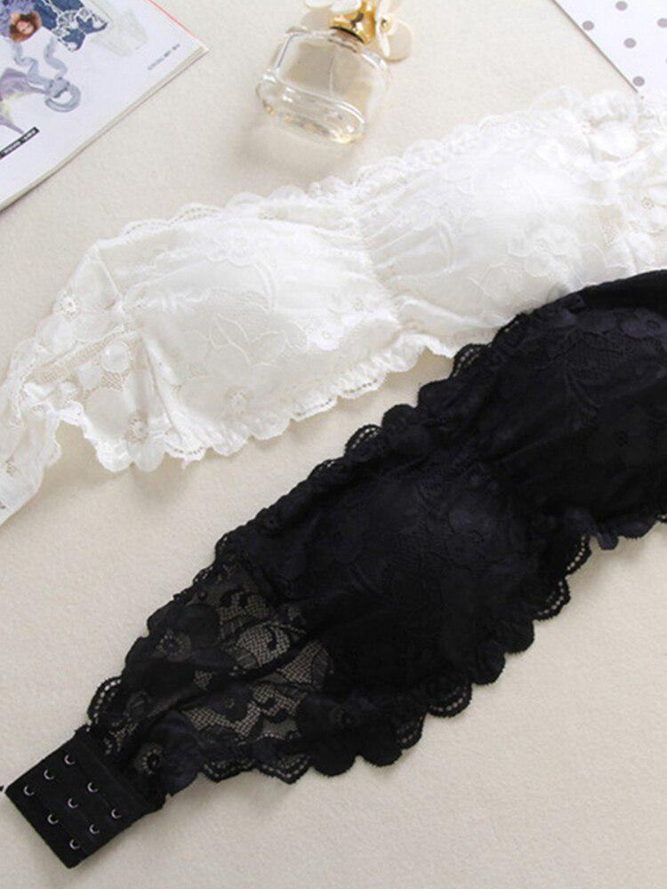 Buy Sexy Padded Lace Strapless Bras For Women Push Up Solid Color Chest ...