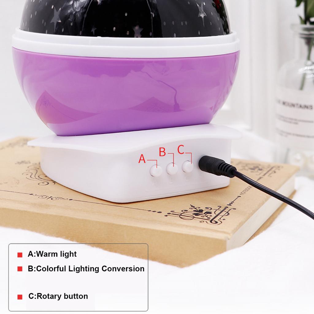 💰Kjøp LED Rotating Colorful Star Moon Projector Baby Night Light ...