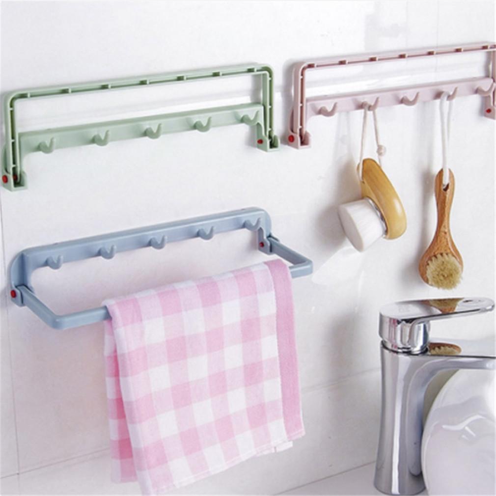Buy Automatic Folding Sundries Organizer Shelf with Hook Cupboard Towel ...