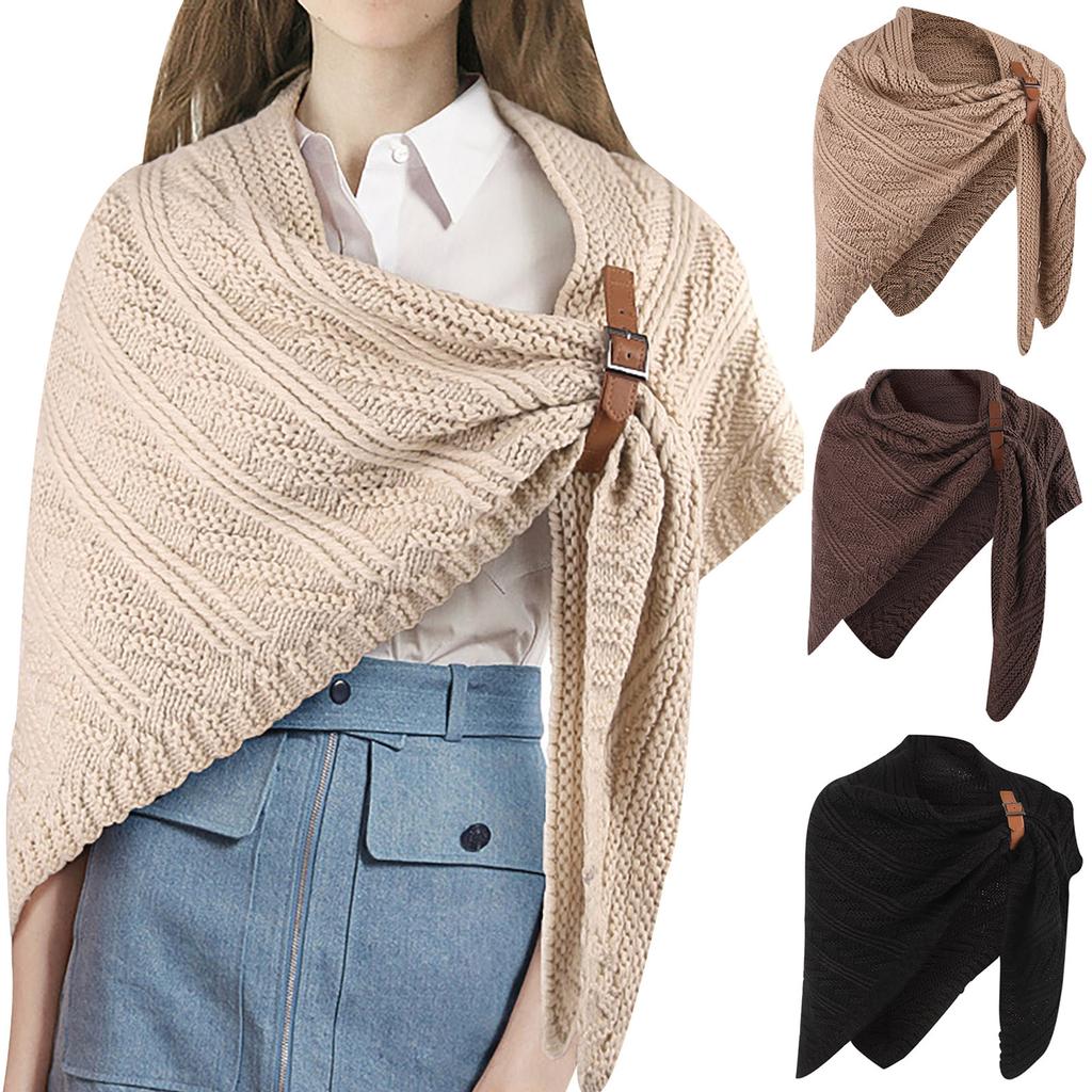 Buy Womens Warm Solid Color Long Shawl Wraps Large Scarves Knitting ...