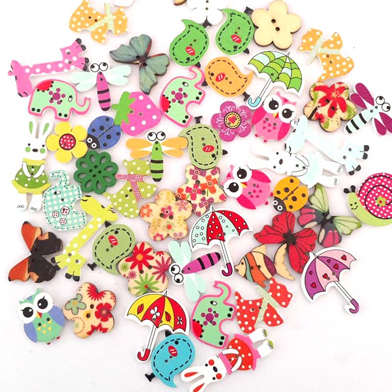 Buy 50pcs Mixed Cute Animal Flower Handwork DIY Scrapbooking Sewing ...