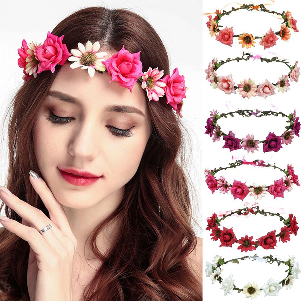 Headband Bridesmaid Headband Flower Hair Band Wreath Headband Bohemia ...