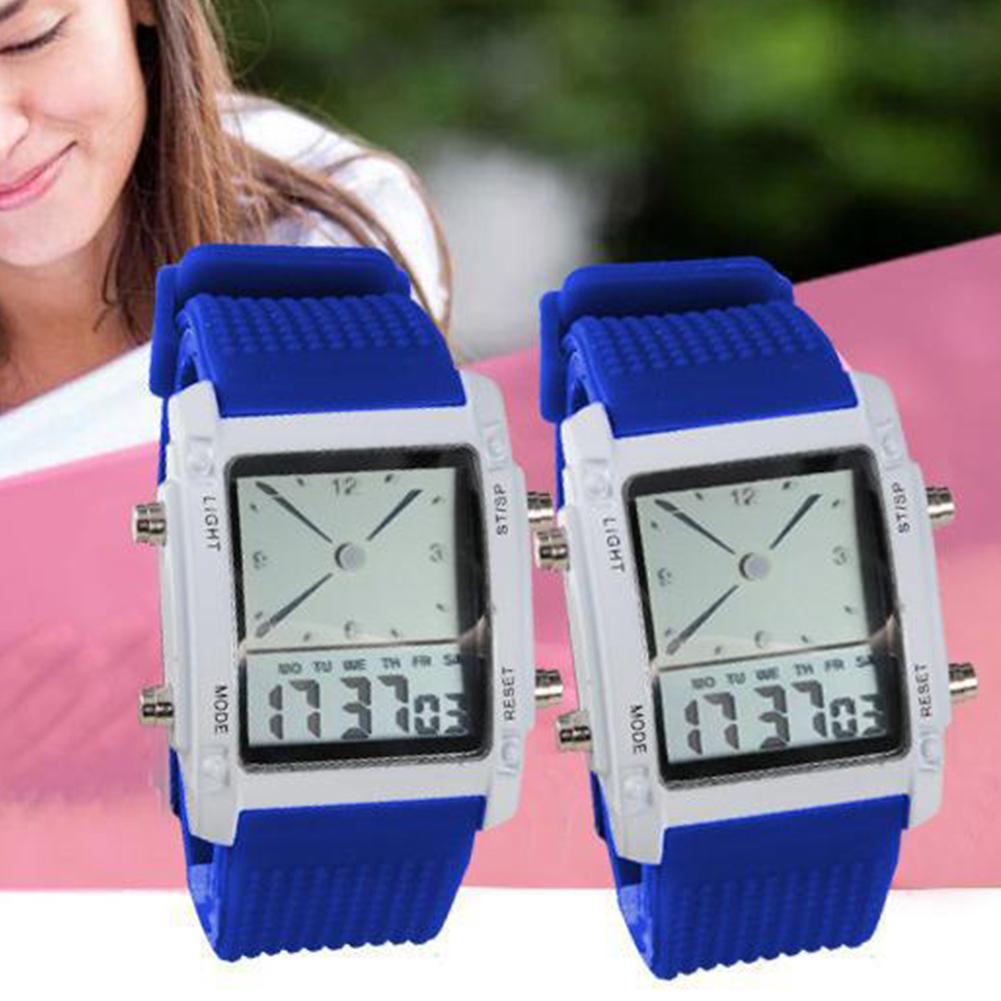 Buy Unisex Rectangle LED Electronic Dail Dual Display Luminous Wrist ...