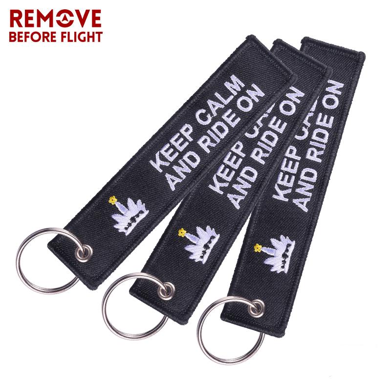 Buy 3PCS Remove Before Flight Keychain Keep Calm and Ride On Key Chain ...