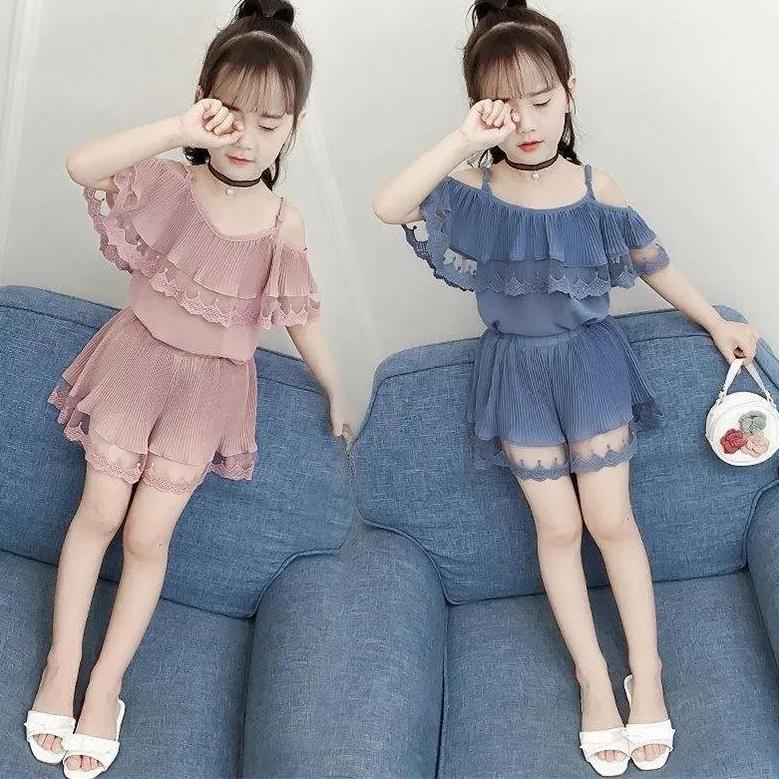 Buy Girls' Summer Shorts Suit Korean Style Summer Children's Suspender ...