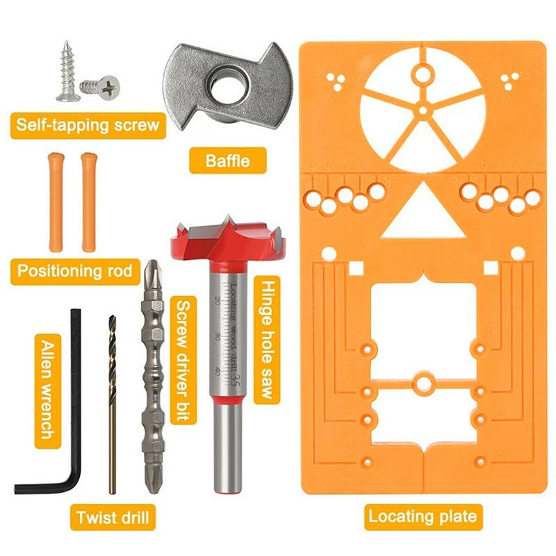 Buy 7Pcs Concealed Hinge Jig Drill Guide Cabinet Hole Kitchen Door Wood ...
