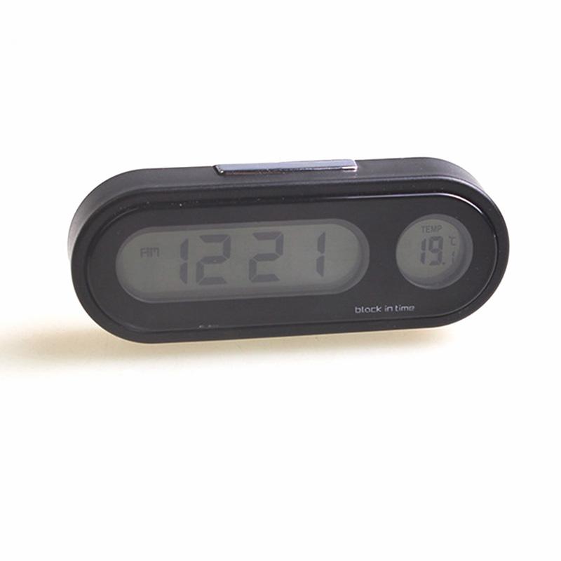 Car Electronic Clock Dashboard Clocks Luminous Thermometer Black ...