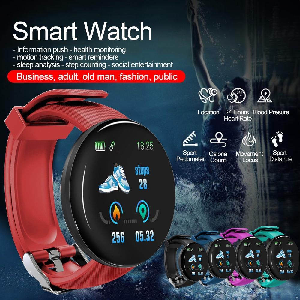 Buy D18 Bluetooth Watch Men Women Blood Pressure Smartwatch Sport ...