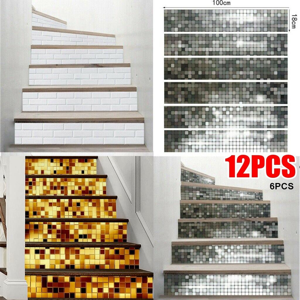 Buy 6PCS/12PCS 3D Self Adhesive Stair Wall Decal Stair Stickers Stair ...