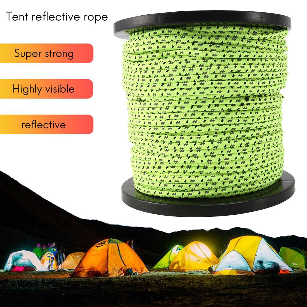 4mm 50m/16.4ft Glow in the Dark Luminous Reflective Tent Rope Guy Line ...