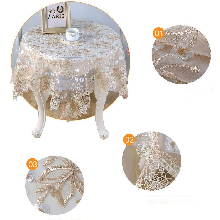 Buy European-style Lace Embroidery Translucent Mesh Tablecloth Small ...