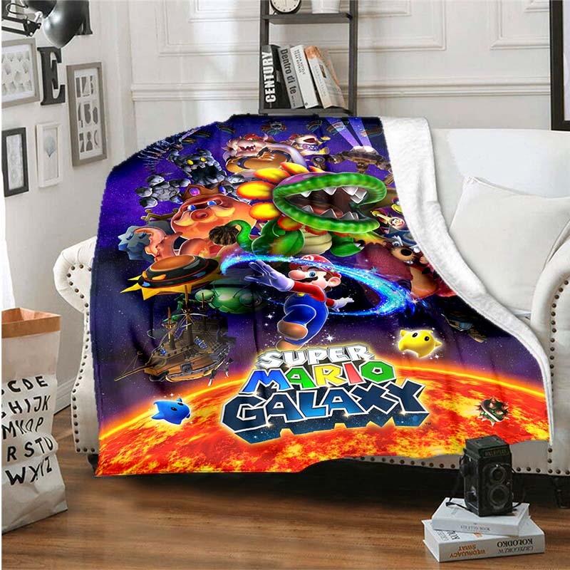 Cartoon Mario Bros Throw Blanket Soft Comfortable Sofa Blankets and ...