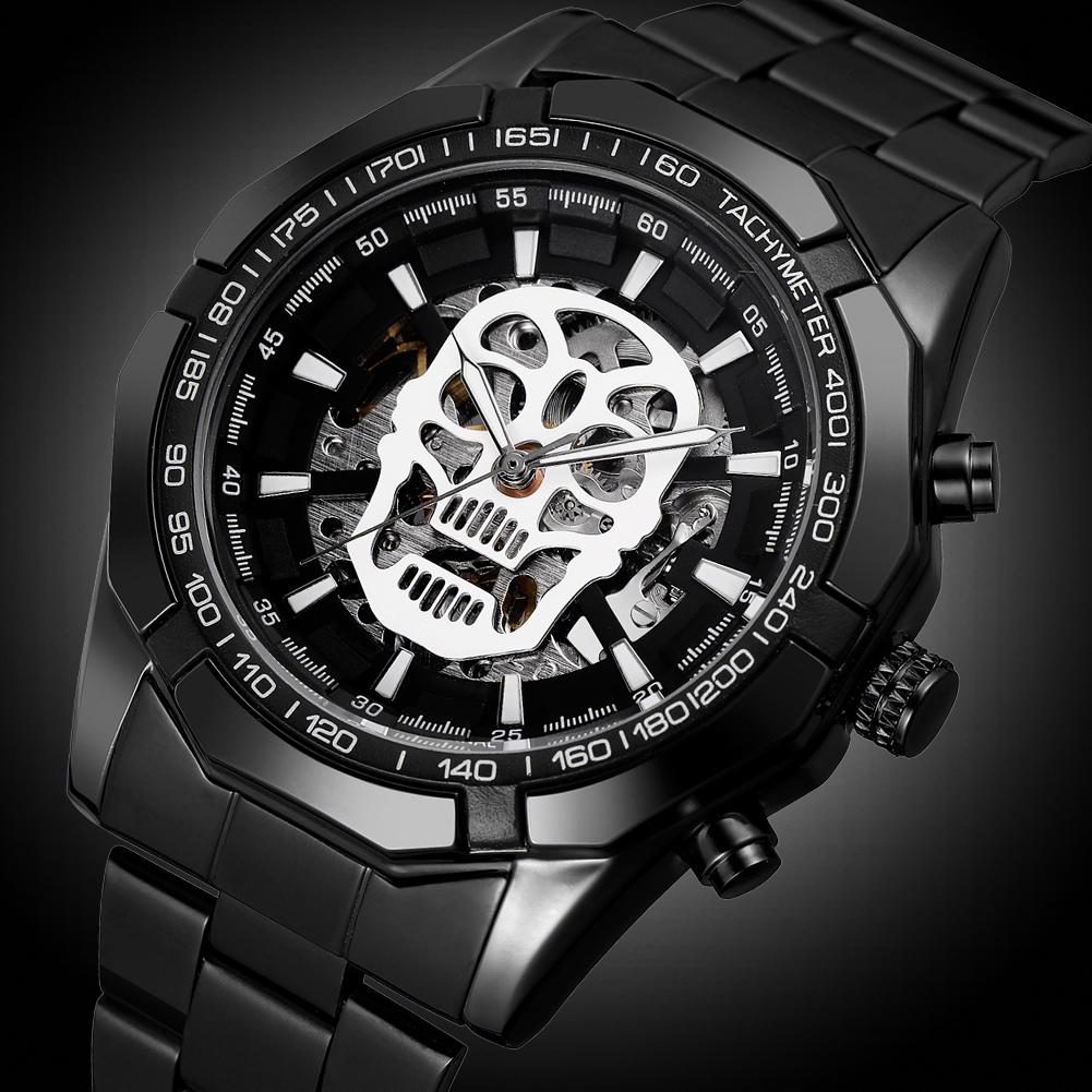 Buy Mens Gold Color Skeleton Analog Mechanical Automatic Watch Self ...