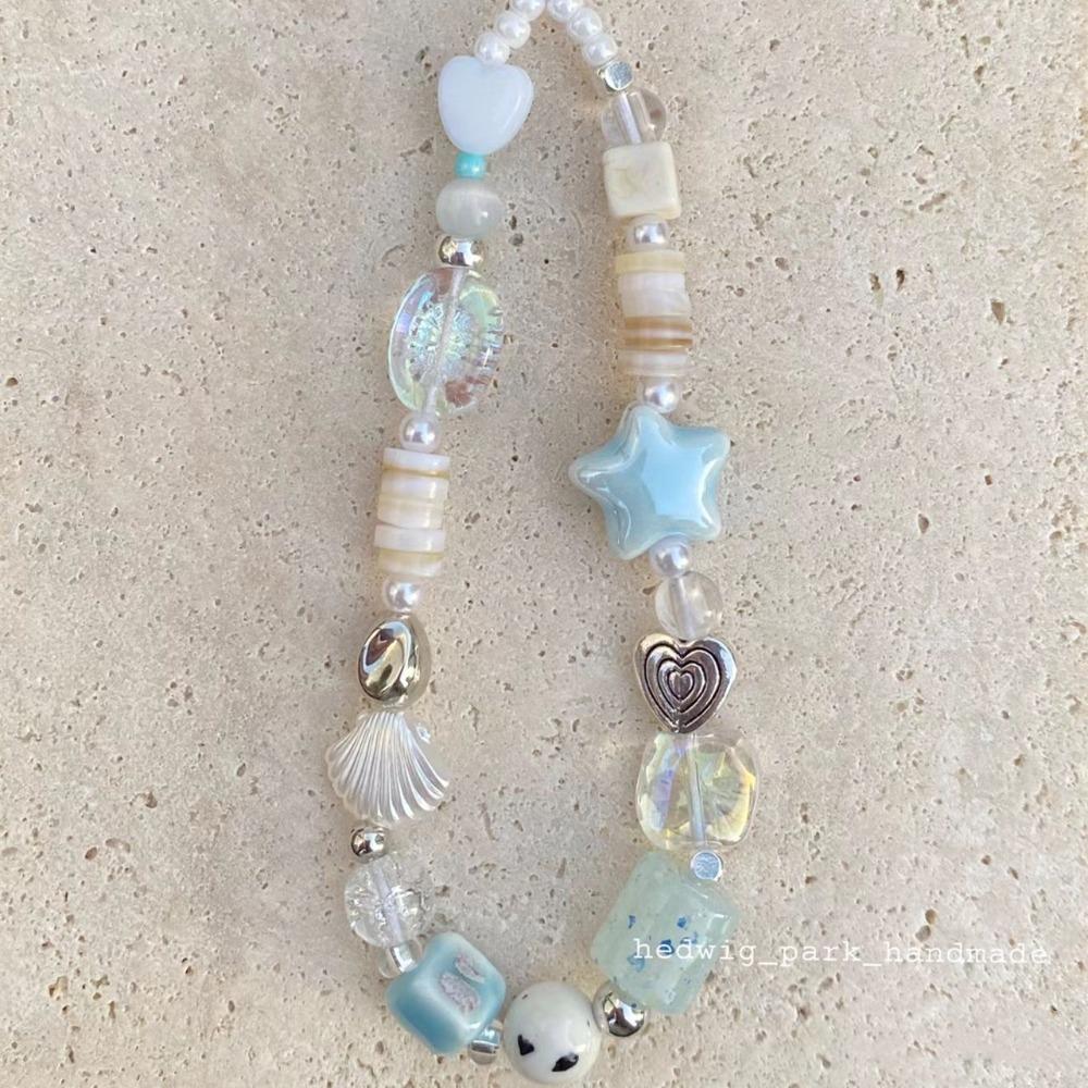 Beaded Cell Phone Charm Strap Flower Star Cell Phone Wrist Strap Women ...