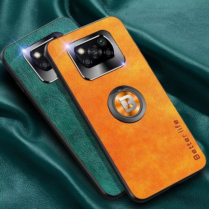 Buy For Poco -X3 Case Leather Texture Car Magnetic Holder Phone Covers ...