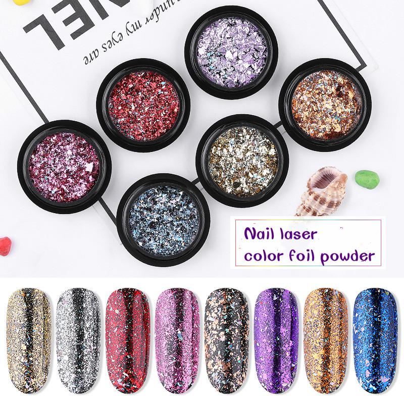 Nail color foil powder multi-color optional magic fireworks laser ...