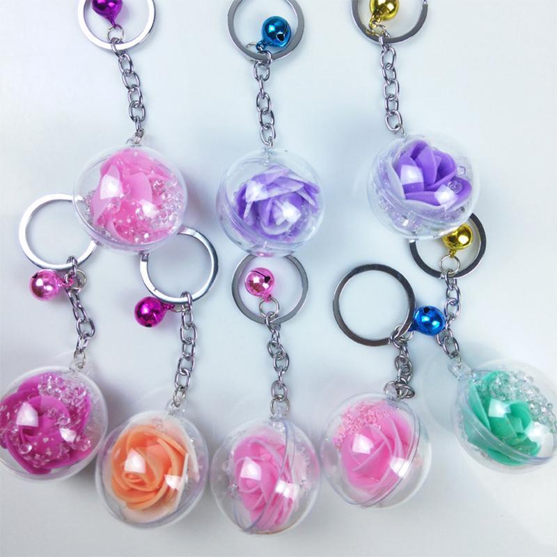 Buy Fashion Flower Pendant Rose Key Chain Key Ring Bells Metal at ...