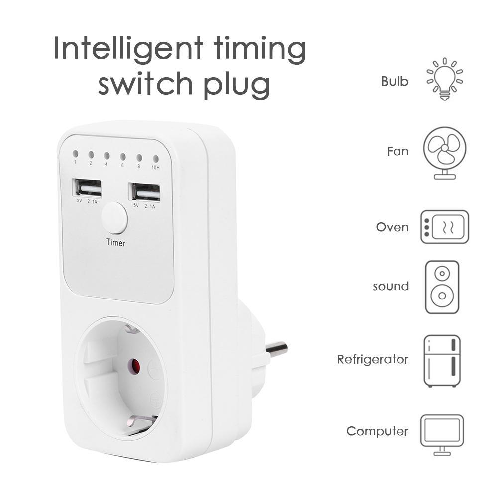 Buy Dual USB EU Plug Timing Socket Timer Switch Countdown Outlet ...