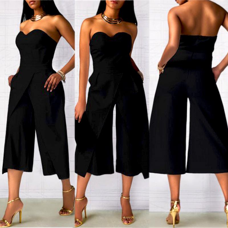 Women Fashion Summer Strapless Playsuit Bodycon Party Jumpsuit Romper ...