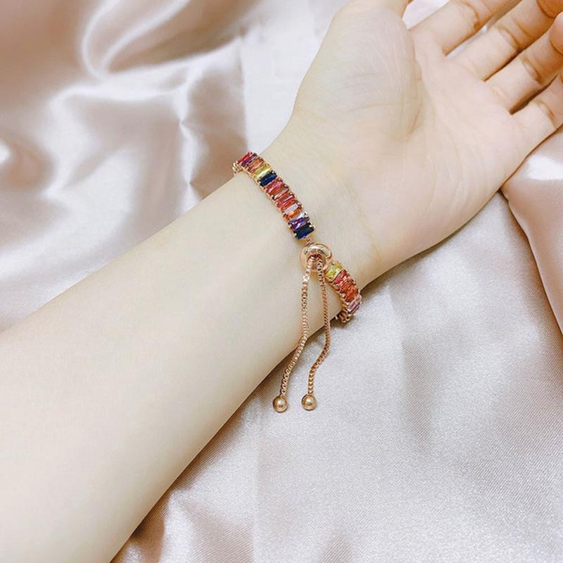 Cheap Charming Multicolor Rainbow Bracelet Women Rose Gold Color ...