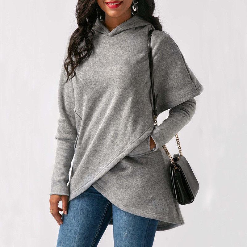 Buy Women Irregular Hoodies Spring Casual Loose Thin Fleece Tops ...
