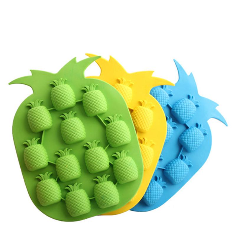 Pineapple Silicone Ice Cube Mold 12 Grid Fruit Shape Reusable Frozen ...