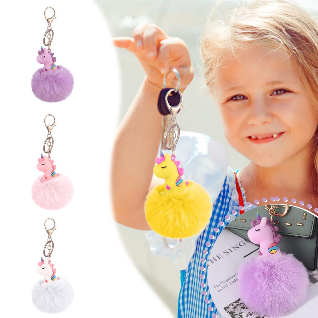 (Mp6)Ball Keychain Faux Fuzzy Charm For Women & Girls Soft Ball Bag ...