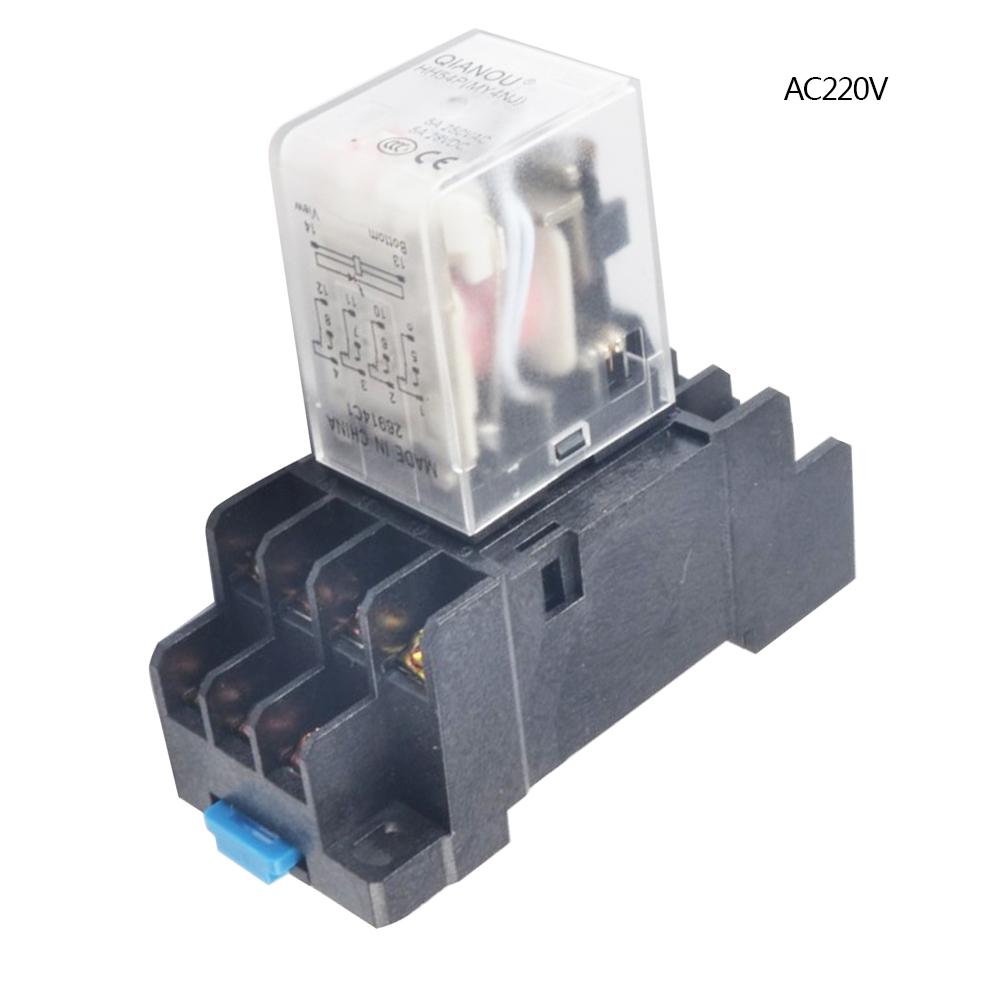 MY4NJ HH54P Coil Power Relay 8 Pin with Socket Base 5A DC12V DC24V AC110V AC220V-buy at a low ...