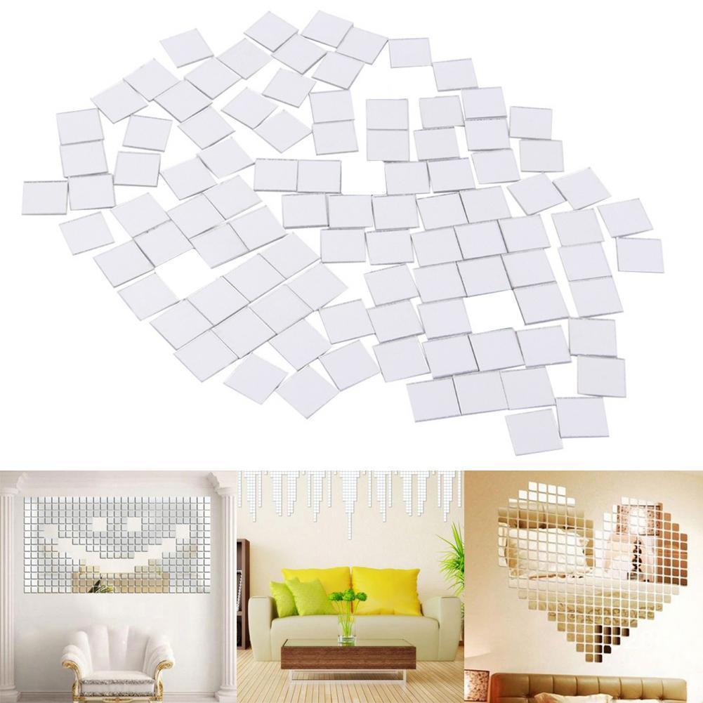 Square Mirror Tile Wall Stickers Square 3D Decal Mosaic Home Decor-buy ...