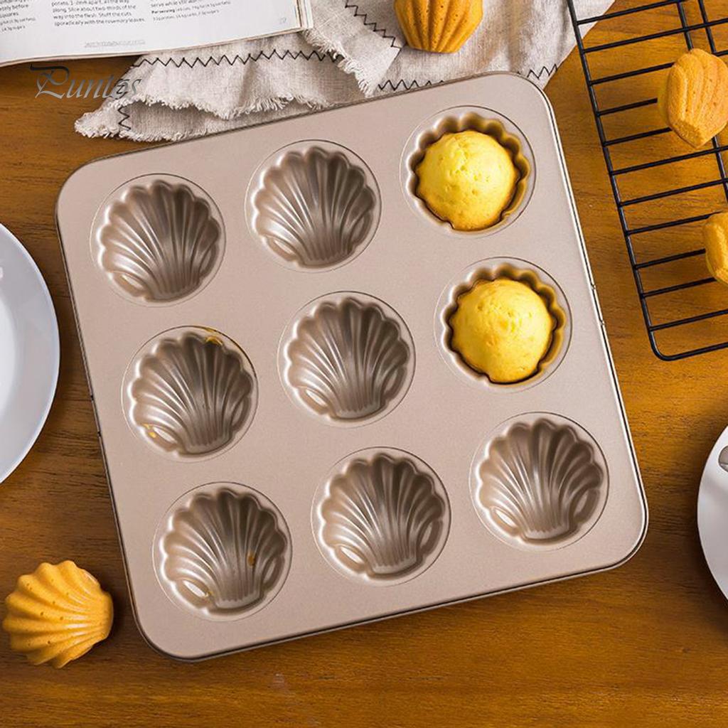 Buy Puntos DIY 4/6/9 Grids Golden Shell Scallop Mold Cookies Cake ...