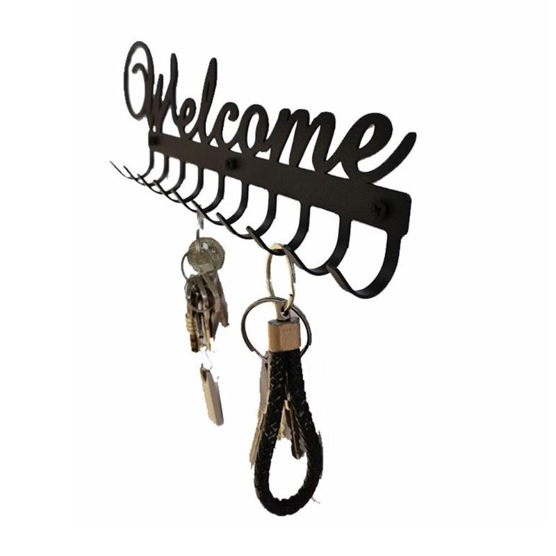 Buy Key Holder for Wall Mount 10 Hooks Metal Hanger Bathrom Clothes Hat ...