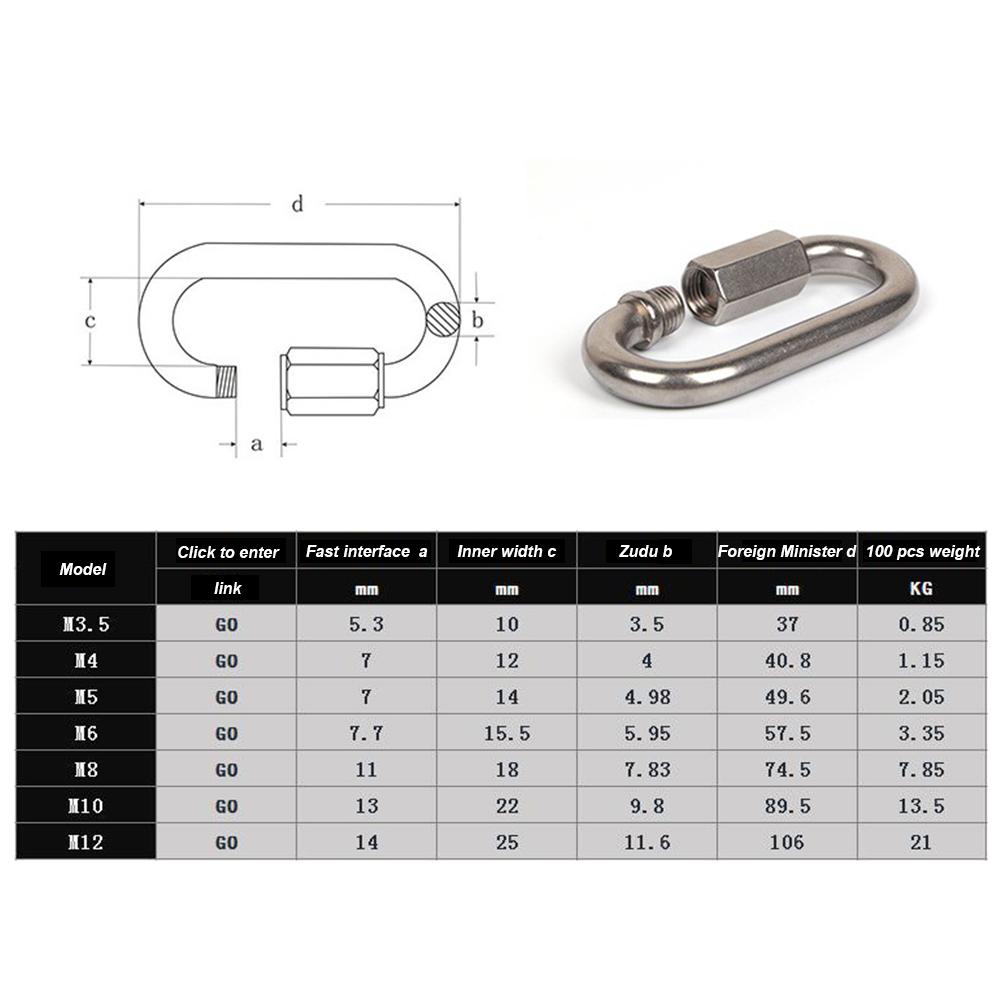 Cheap Stainless Steel Screw Lock Quick Links Chain Climbing Carabiner ...