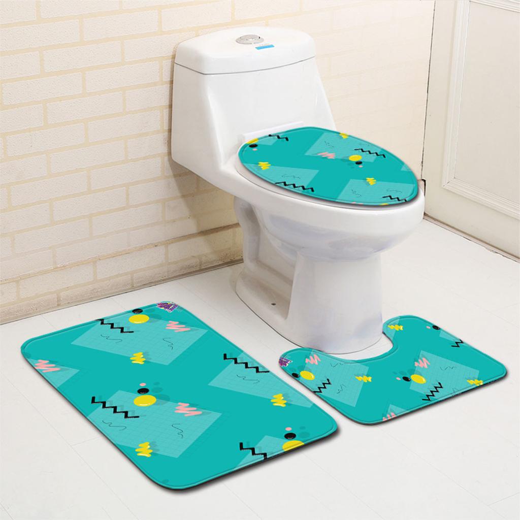 Buy Bathroom Bath Mat Toilet Cover Mat Set of 3 for Home Bathroom ...