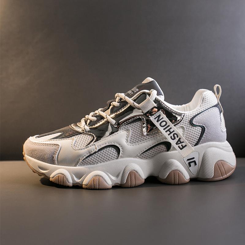 2022 Reflective Chunky Shoes Woman Platform Sneakers Women Light Hight ...