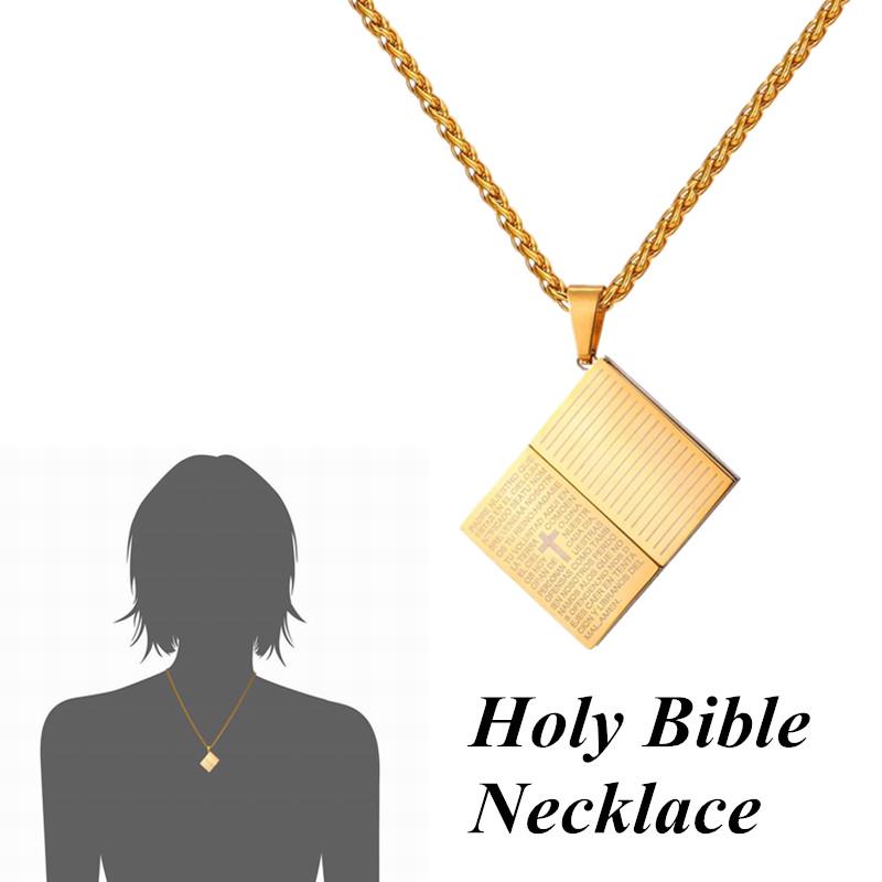 Buy Catholicism Rope Chain Stainless Steel Holy Bible Pendant Necklace ...