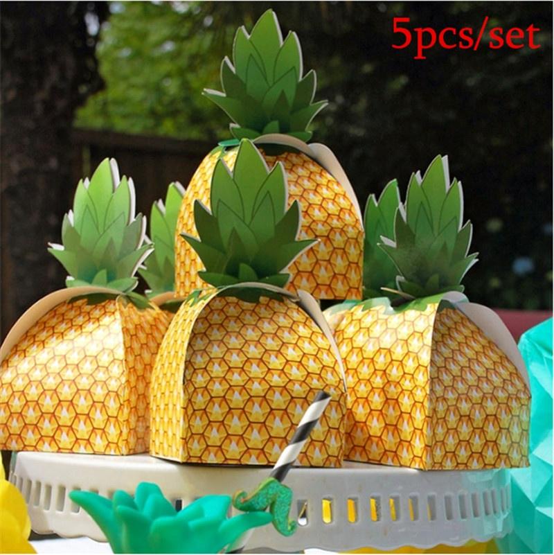 5 Pcs/set Hawaiian Pineapple Party Candy Boxes Sweets and Candy Paper ...