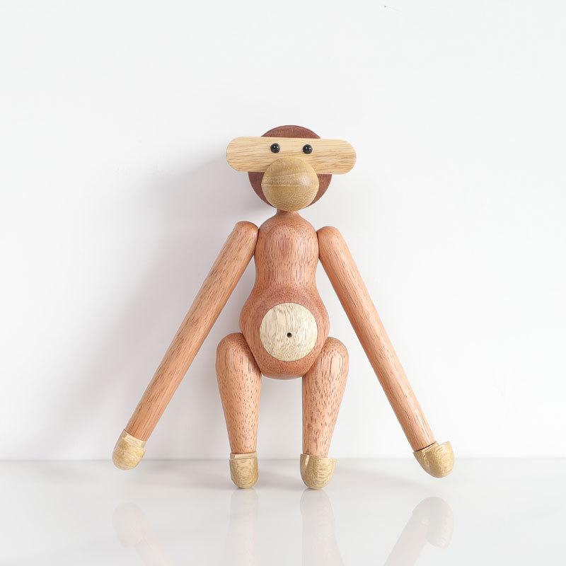 Buy Nordic Style Danish Solid Wood Monkey Ornaments Puppets Wooden Soft ...