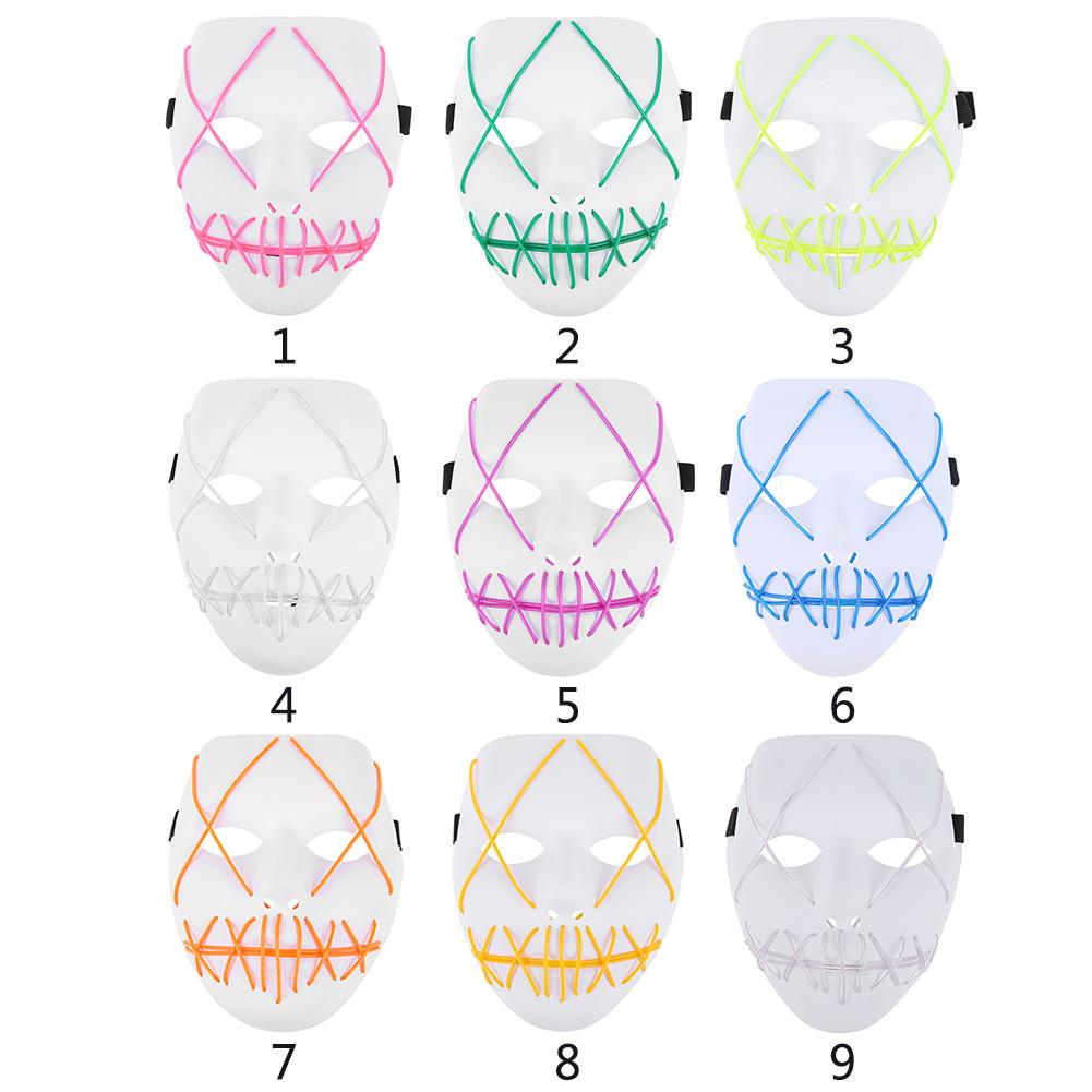 Buy Halloween Mask Slit Mouth LED Light Up Cosplay Funny Glow Masks ...