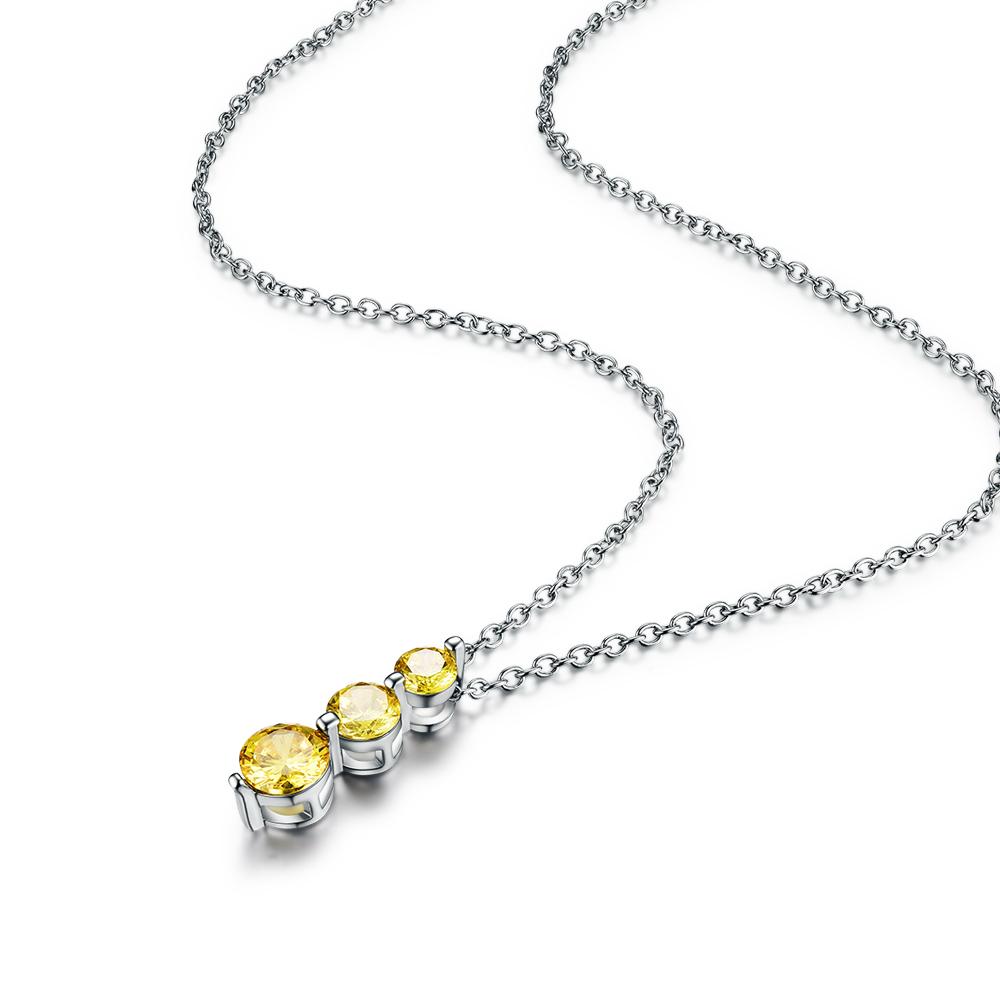 Buy Silver Color Yellow Stone Jewelry Necklace Fashion Wedding Necklace ...