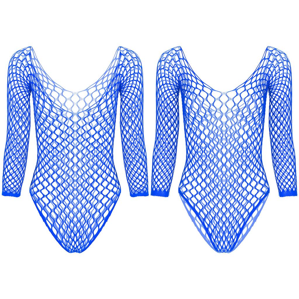 Buy Women Long Sleeve Tankini Swimwear Fishnet Cover Up Dress Stretchy ...