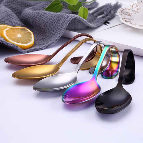 Buy 1PC Curved Handle Spoon Stainless Steel Durable Polished Creative ...