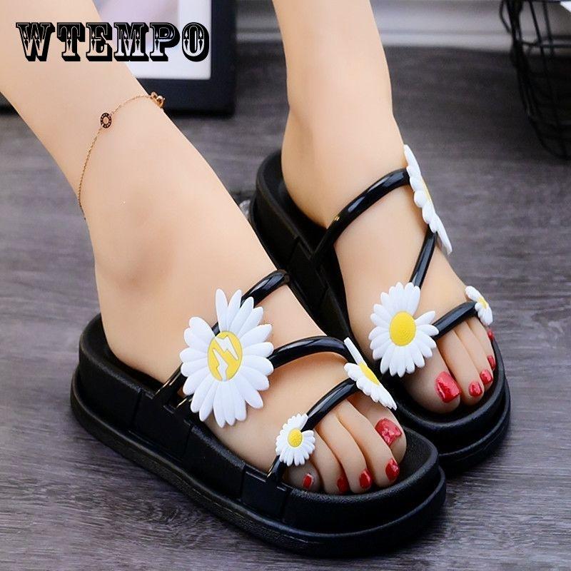 Kalın Tabanlı Yaz Papatya Sandalet ve Terlik Bayan Kapalı Kaymaz ...