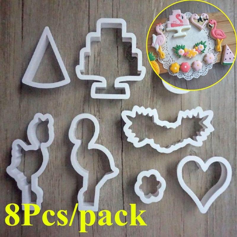 8 PCS/set Flamingo Fondant Cake Decoration Cameo Molding Cookie Molds ...