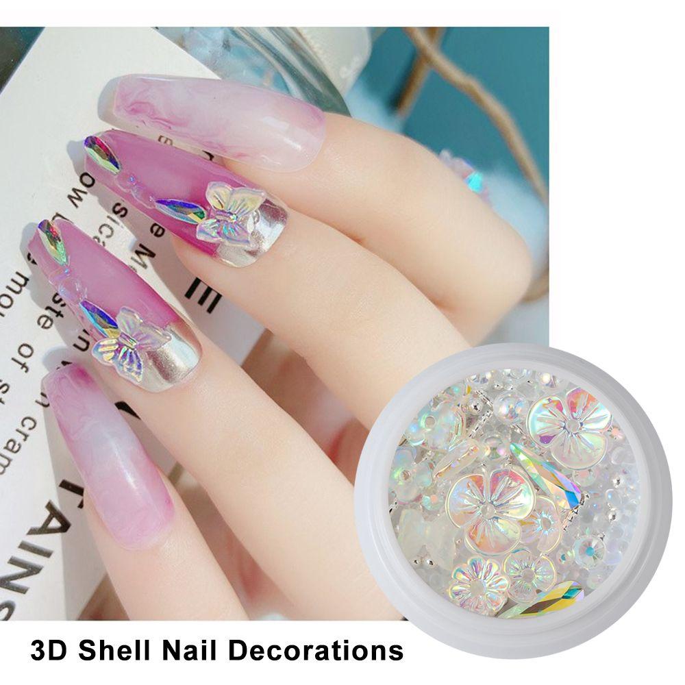 Buy Nails Art Decorations Butterfly Pearls Rivets Nail Crystal Colorful ...
