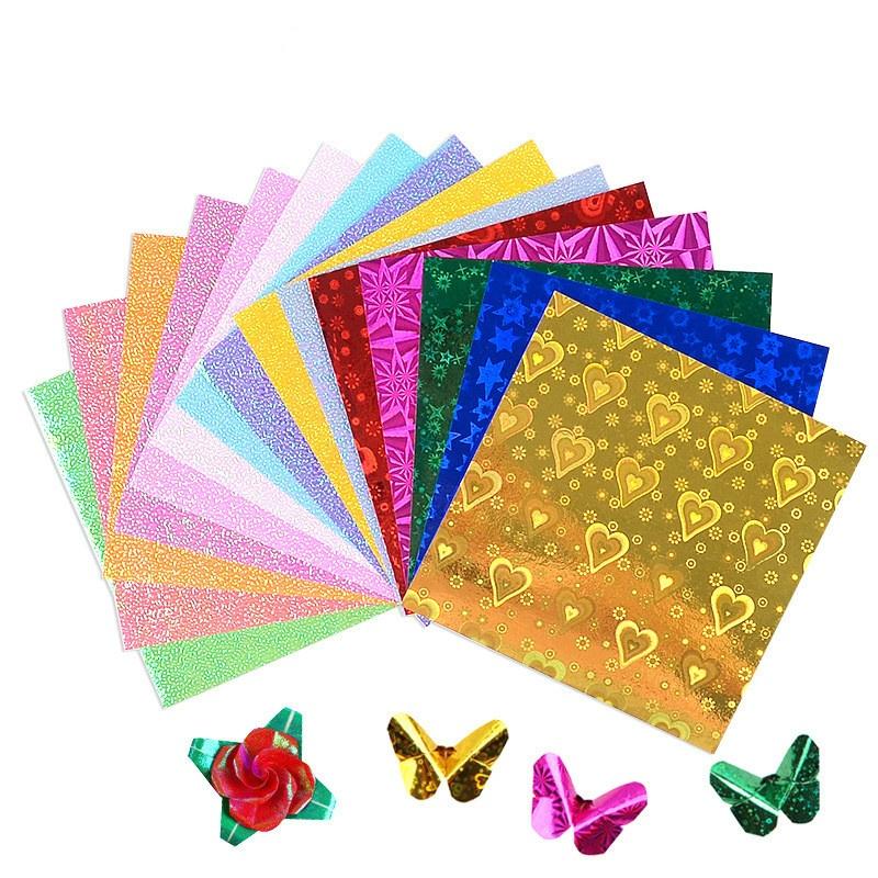 Buy 50pcs/set Square Origami Paper Single Side Shining Laser Folding ...