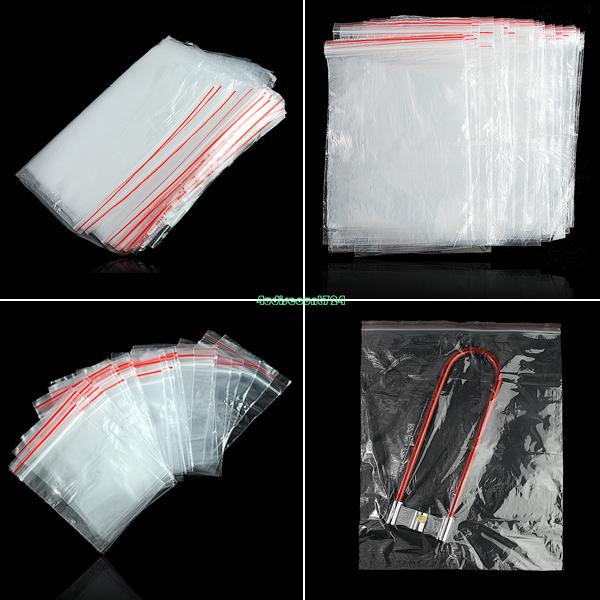 Buy 100Pcs Plastic Clear Bags Self Seal Resealable Zip Lock Ziplock Bag ...