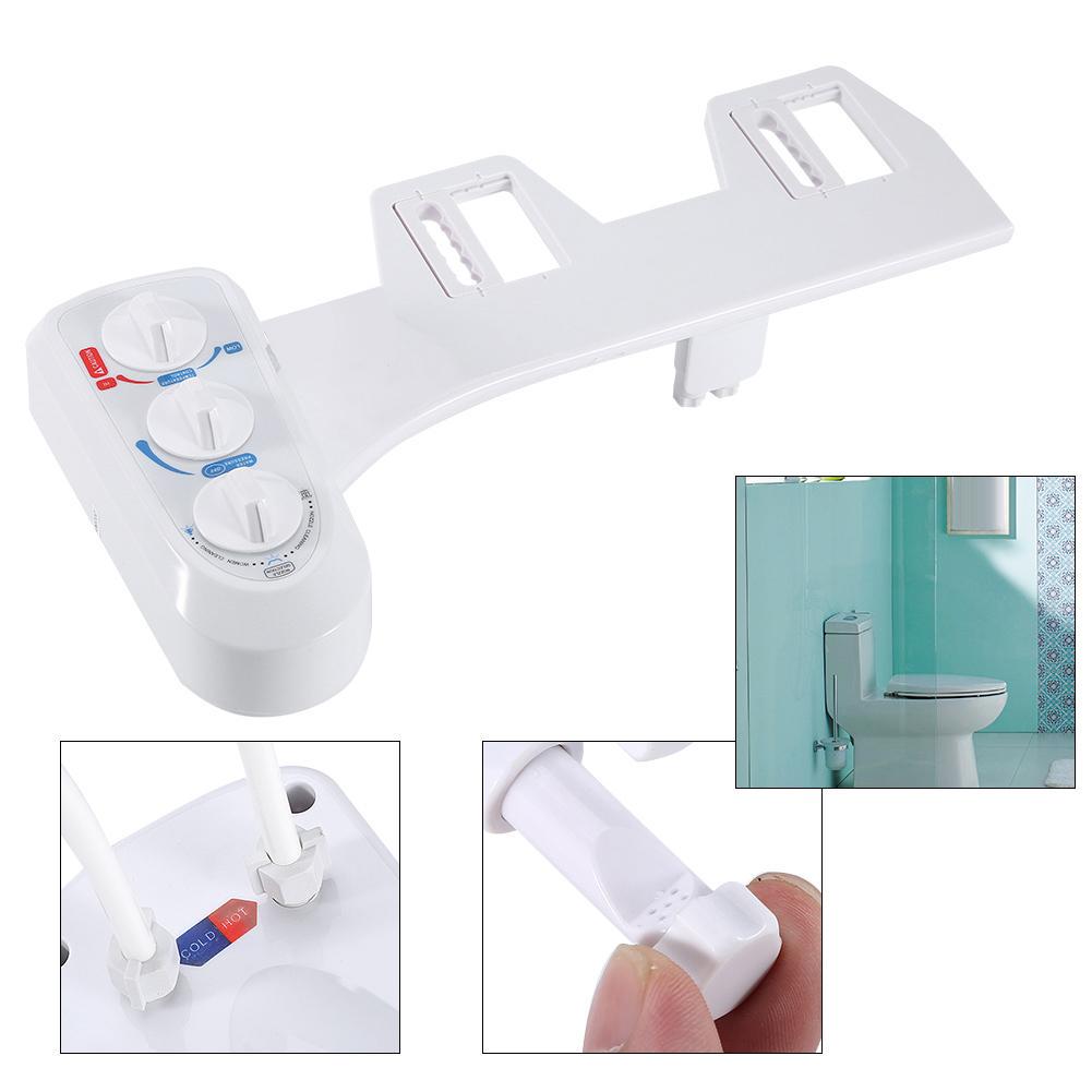 Buy Hot Cold 3-Knob Bidet Self Cleaning Dual Nozzle Toilet Attachment ...