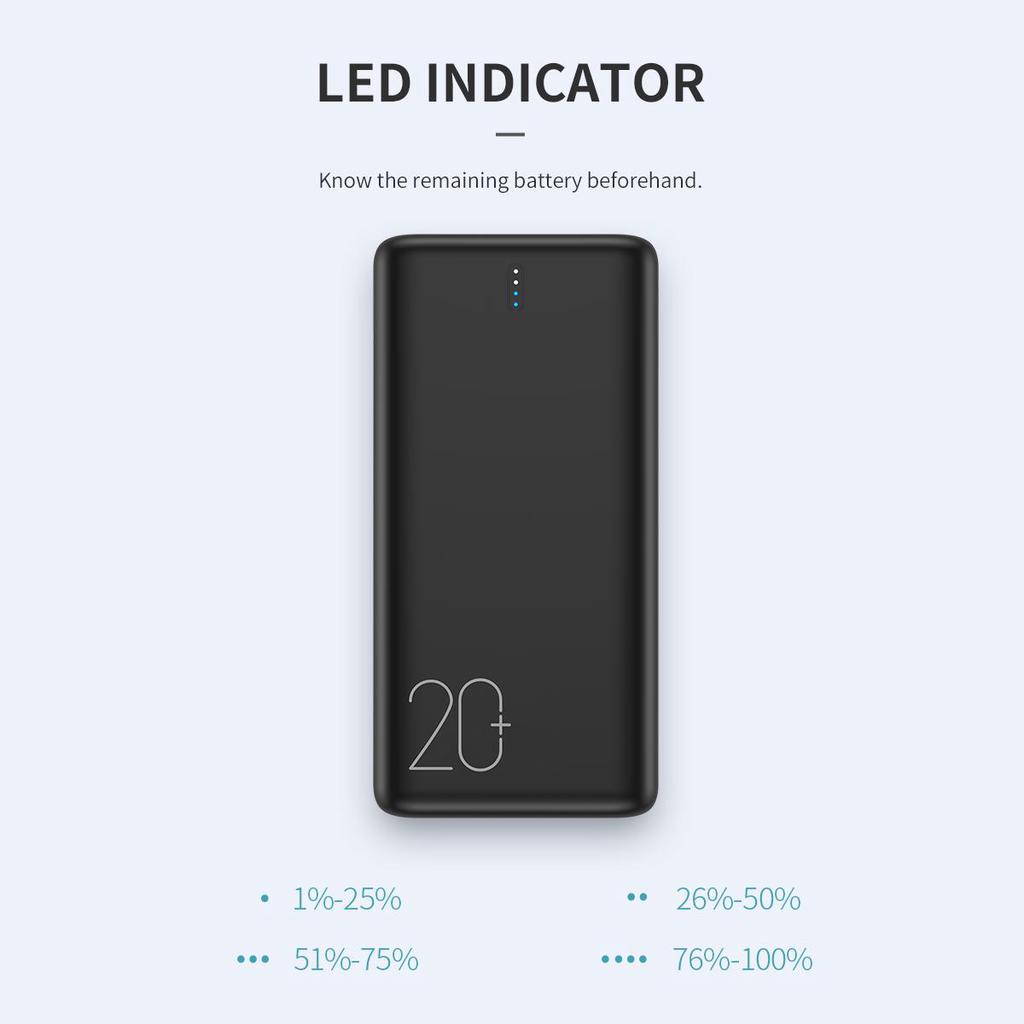 ROCK Power Bank 20000mAh Portable Charging Poverbank Mobile Phone ...